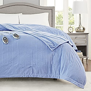 Beautyrest Electric Blanket Luxurious Micro Fleece Ultra Soft Ribbed Textured, Cozy and Snuggly Cover for Cold Weather, Fast Heating, Auto Shut Off, 20 Level Heat Setting Controller, King, Blue