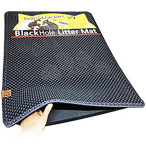 Blackhole Litter Mat - Moonshuttle Rectangular Cat Litter Mat, 30 X 23-Inch, Dark Gray