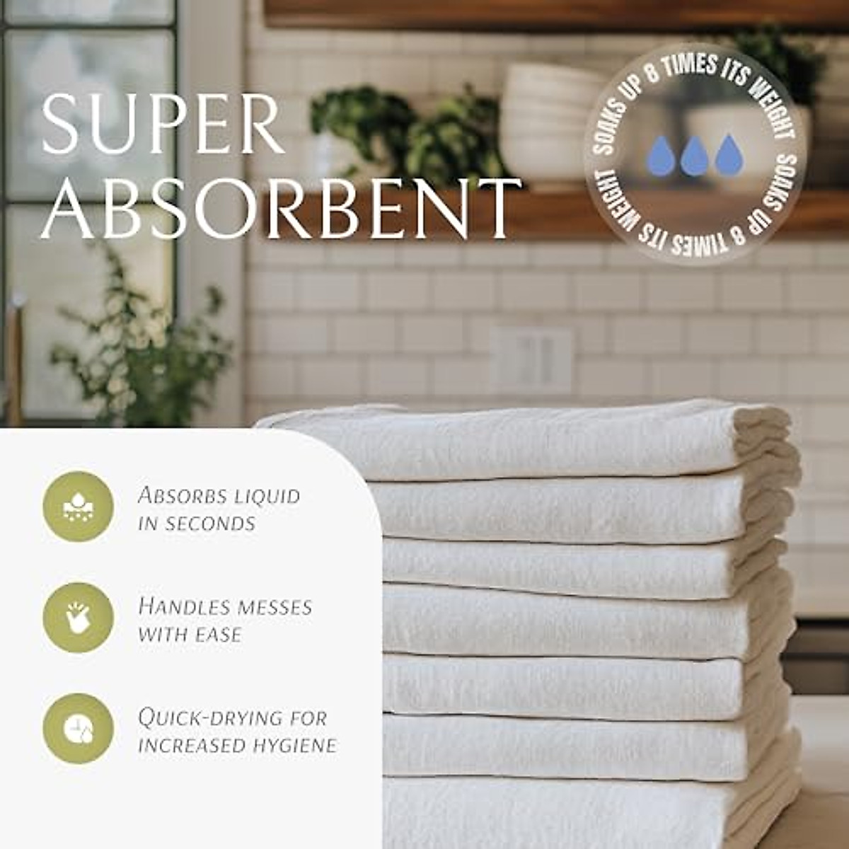 [12 Pack] Flour Sack Kitchen Dish Towels - Lint Free Soft 100% Ring Spun Cotton - Large 28x28 - White