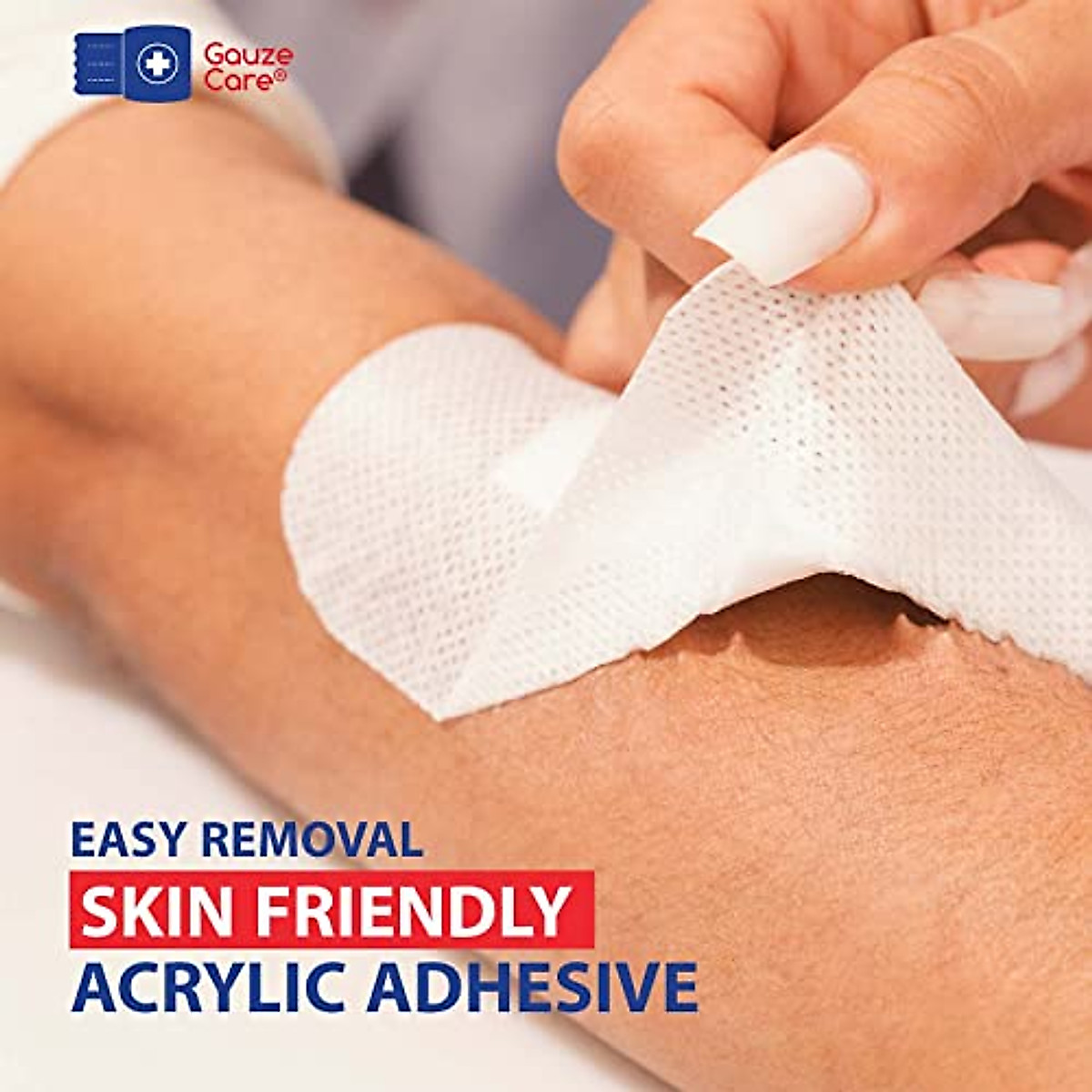 GauzeCare Island Dressing 4x4 inch 28 Pcs| Individually Packed Sterile Pouches| 2x2 Non-Stick Pad in Center with Acrylic Adhesive Borders| Water-Resistant Adhesive Pads for Wound Care and Dressing