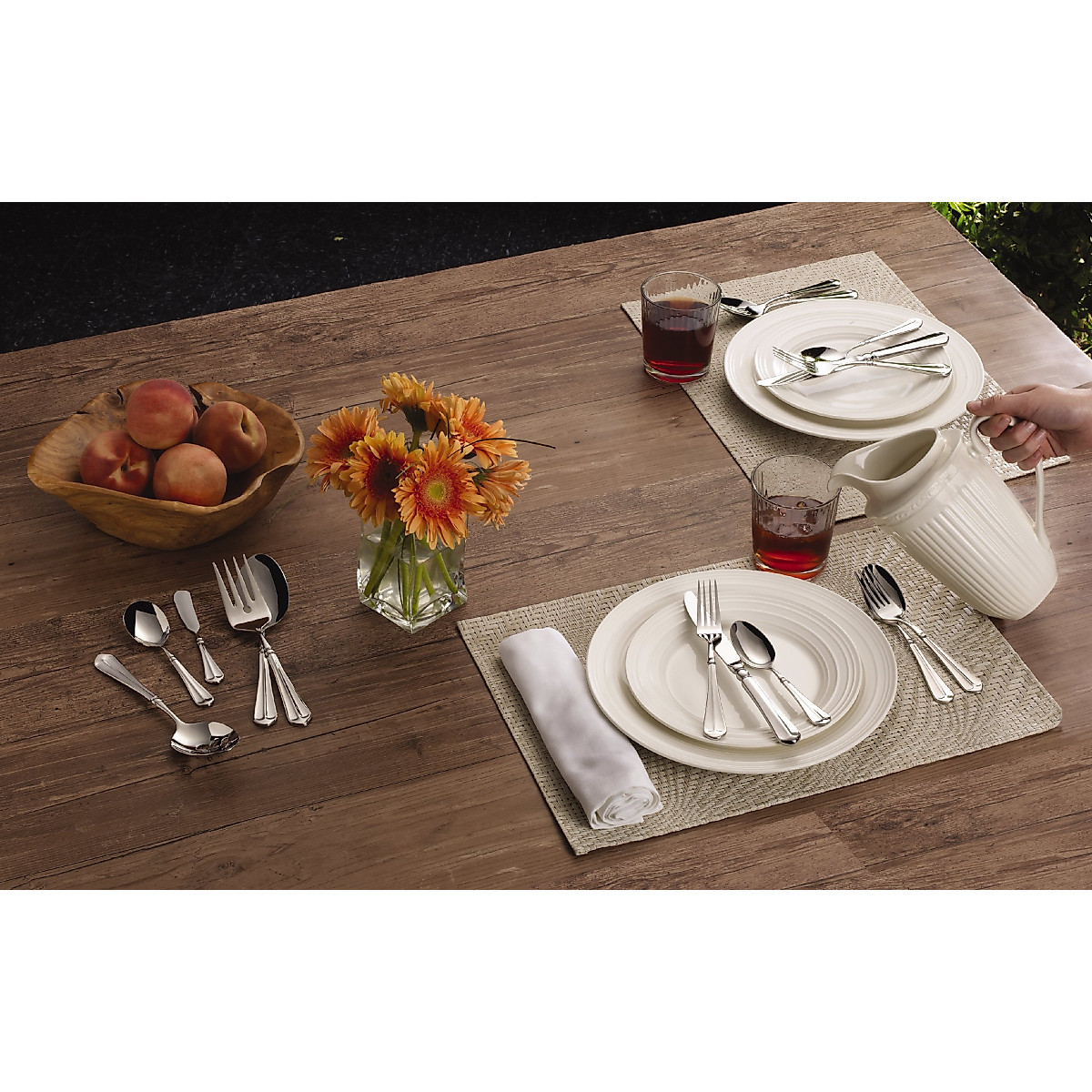 Mikasa French Countryside 45-Piece Stainless Steel Flatware Set with Serveware, Service for 8