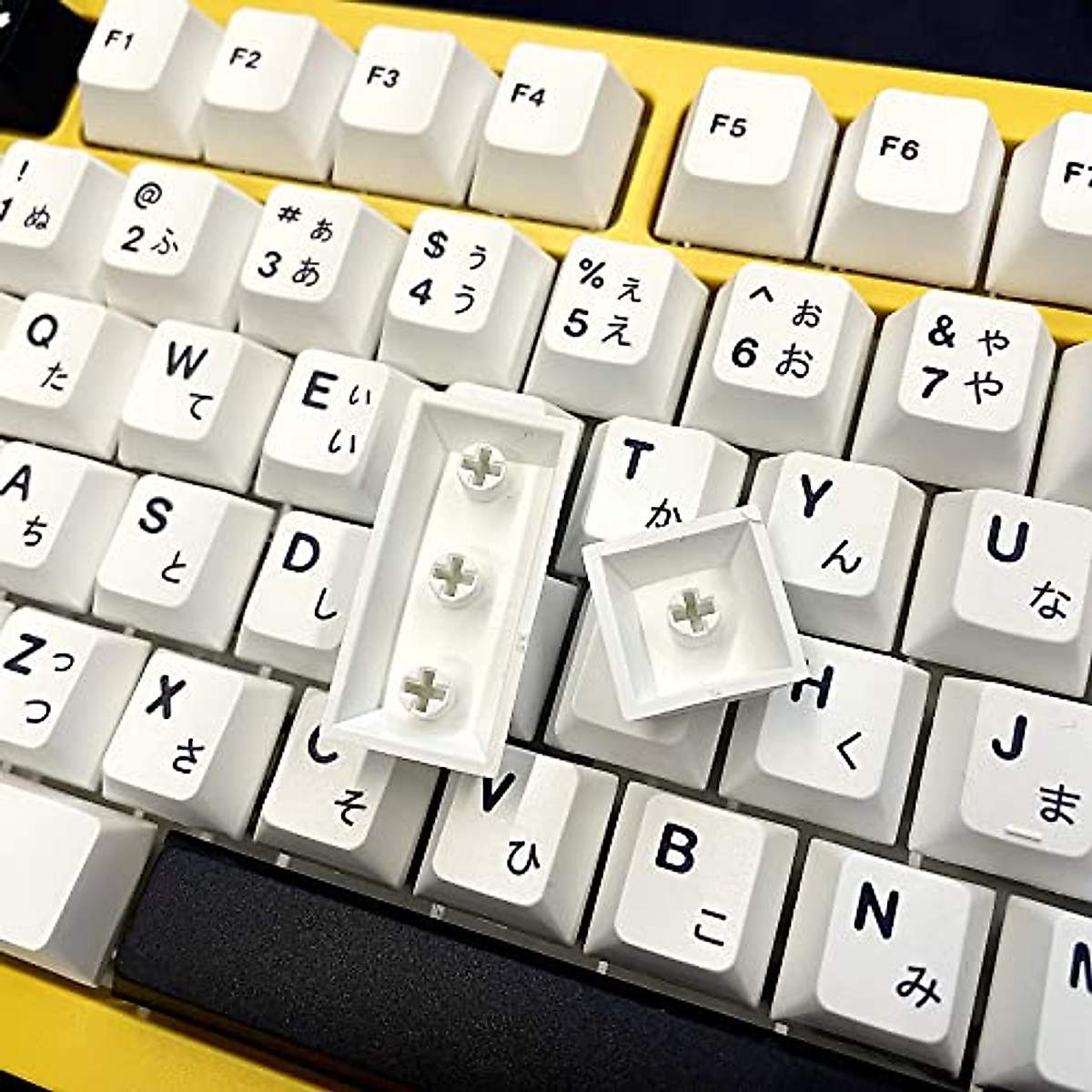 Premium PBT Minimalist Black and White Keycaps - Cherry Profile, DYE Sublimation, 129 Keys for Cherry MX Switches Mechanical Keyboards