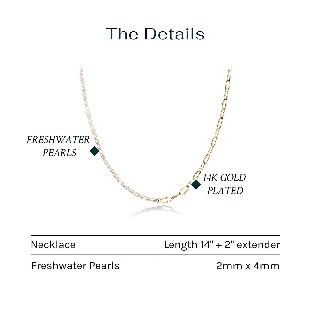 PAVOI 14K Gold Plated Paper Clip Pearl Necklace with Chunky Link Chain + Cultured Pearls | Stylish Choker Layering Necklaces for Women | Everyday Jewelry