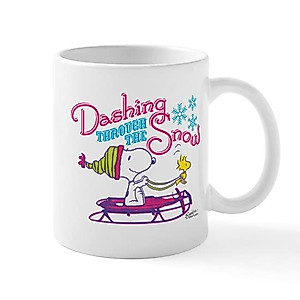 CafePress Snoopy And Woodstock Dashing Through Sn Large Mug Ceramic Coffee Mug, Tea Cup 11 oz