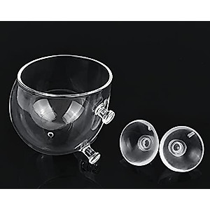 DS. DISTINCTIVE STYLE Aquatic Plant Cups 2 Pieces Crystal Glass Plant Pot with 2 Suction Cups for Aquarium Decoration