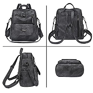 KlaOYer PU Leather Backpack Purse for Women Fashion Multipurpose Design Handbag Ladies Shoulder Bags Travel Backpack (Brown)