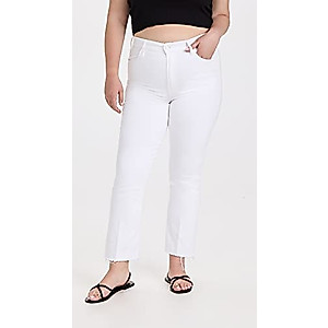 MOTHER Women's The Hustler Ankle Fray Jeans, Fairest of Them All, White, 23