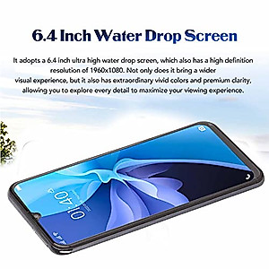 5G Unlocked Cell Phone, 6.4 Inch Super High Screen 1960x1080 High Definition Resolution, 6000mAh Battery 13MP Rear and 5MP Front Camera, Suitable for Calling Music(USA)
