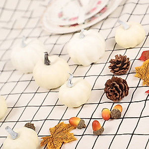 Loyilat Halloween Tray Decoration Simulation White Pumpkin Maple Autumn Fruit Bag Autumn Garland Accessories Ornament Thanksgiving Halloween Home Decoration