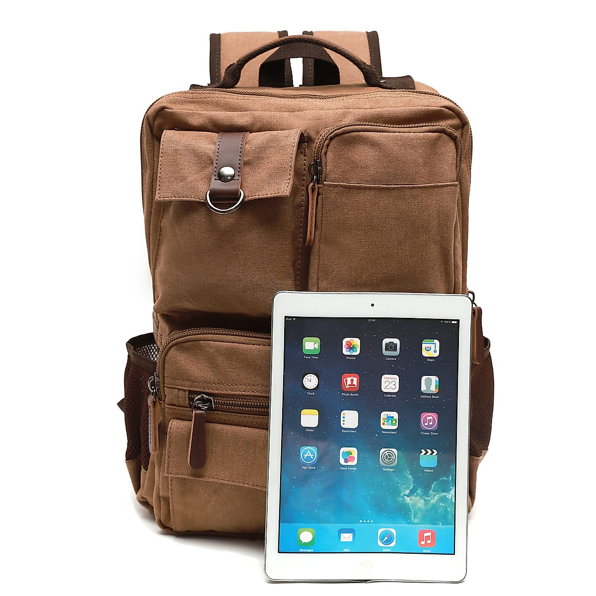 JIAO MIAO Canvas Vintage Message Travel Bag Rucksack Laptop Backpack,220807-04