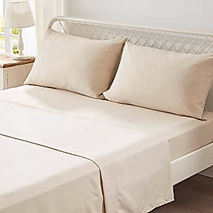 Anluoer Queen Comforter Set, Beige Tufted Bed in a Bag 7 Pieces with comforters and Sheets, All Season Bedding Sets with 1 Comforter, 2 PillowShams, 2 Pillowcases, 1 Flat Sheet, 1 Fitted Sheet