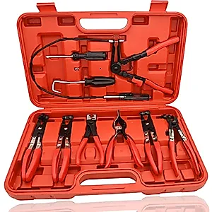 Hose Clamp Pliers Set, 9pcs Wire Long Reach Hose Clamp Pliers Set for Automotive Coolant Radiator Heater and Water Hose with Band Flat or Large Clamps, Clamp Removal Tool by BOOTOP PIN