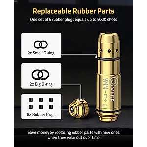 CVLIFE 9mm Laser Training Cartridge with 9 Batteries for Dry Fire Training, Including Extra Training Back Cap, Rubber Plugs and Spare O-Rings