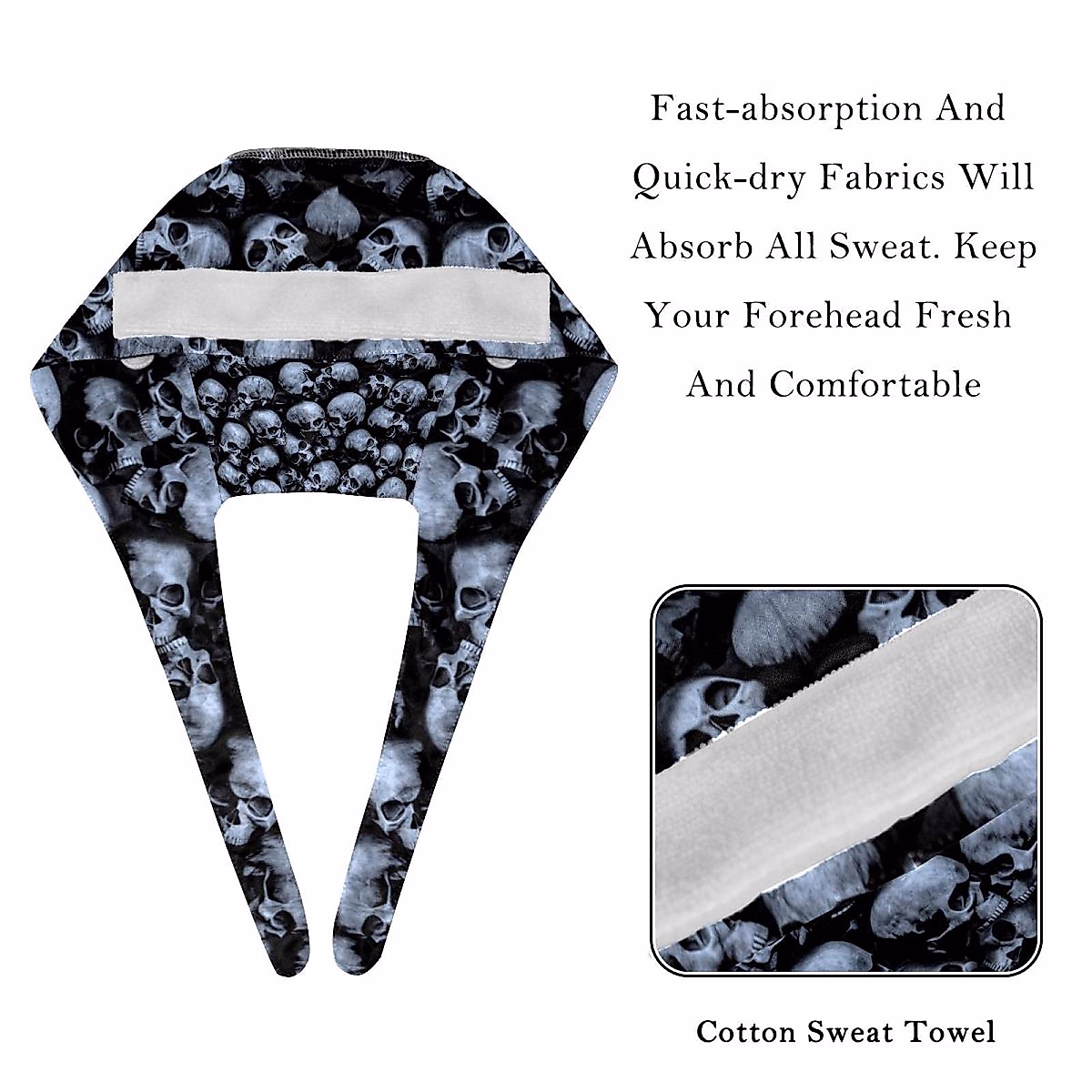 BeCrazier Gothic Dark Human Skulls Piled Adjustable Working Cap with Sweatband Suitable for Men and Women,2 Packs, Multicoloured 05, Medium-Large