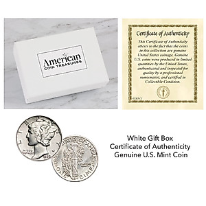 American Coin Treasures Coin Pendant Mercury Dime Wing Stainless Steel With 23 inch S-Curb Chain Necklace