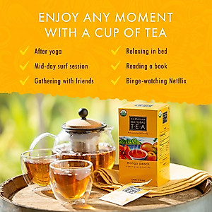 Hawaiian Natural Tea Mango Peach Flavored Organic Tea - Tropical Fruit Green Tea Blend with Black Tea - Perfect Daily Cup & Gift for Tea Lovers - 20 Tea Bags