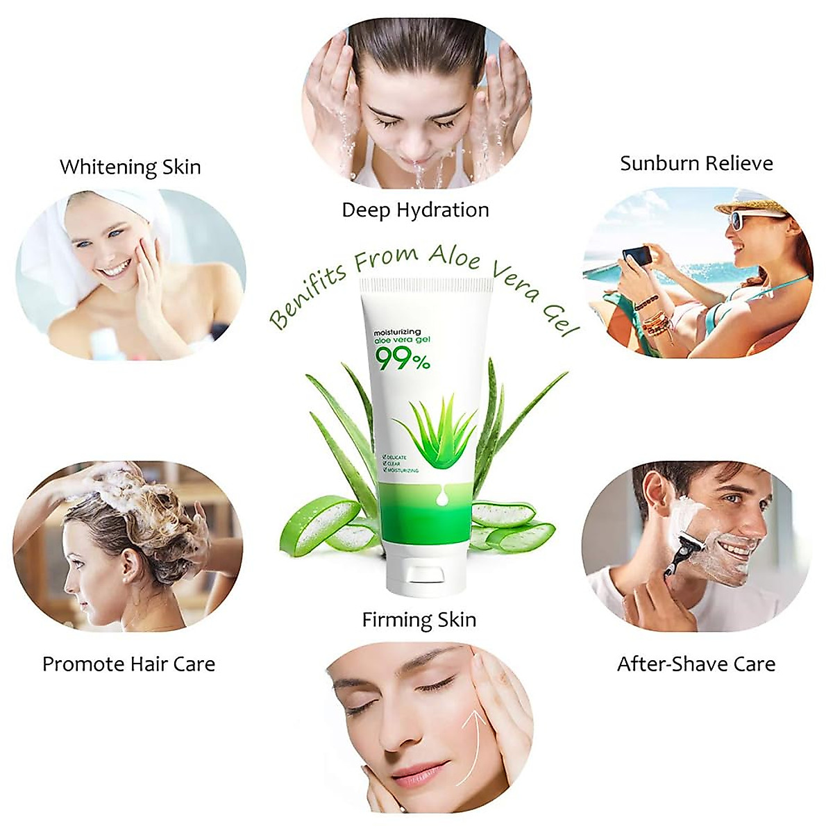 Mroobest Aloe Vera Gel, Aloe Gel 100 Percent Pure Plant, Deeply Hydrating ＆ Repairing, Sunburn ＆ Eczema Relief, Acne, Small Cuts, Suitable for Face, Body