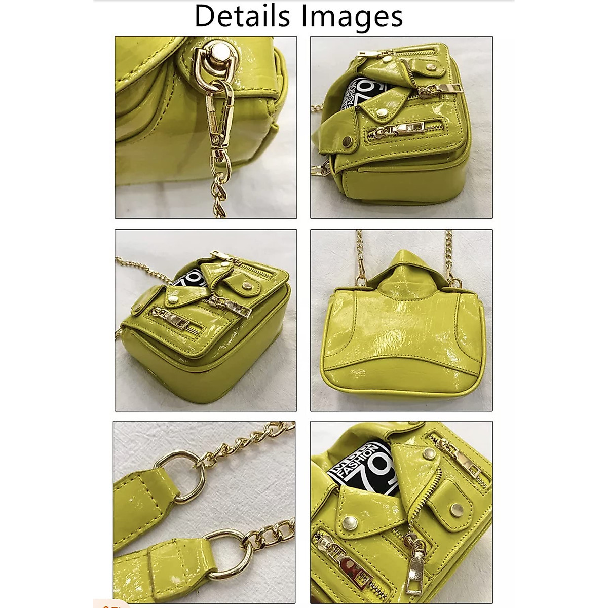 LavishMade Women chain Handbag Motorcycle Jacket RIvet Shoulder Crossbody Pink