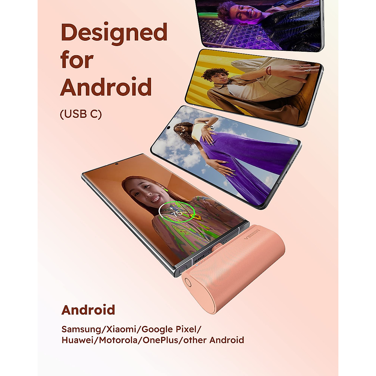 VEGER Portable Charger, USB C Power Bank, 5000mAh Mini Battery Pack Fast Charging 20W Small Charging Bank for Samsung Galaxy S21, S20, S10, S9, Note 20, Pixel, Moto, LG, Oculus Quest, Android Phones