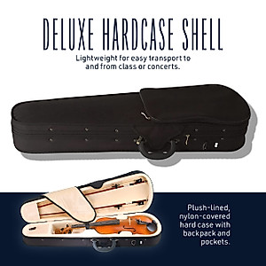 Cecilio CVN-300 Solidwood Ebony Fitted Violin with D'Addario Prelude Strings, Size 4/4 (Full Size)