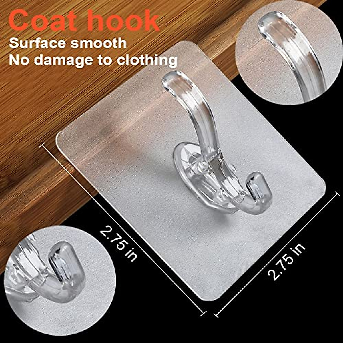 BASHO FAN Wall Hooks Robe Towel Hooks - 26 Packs Transparent Waterproof Sticky Hooks Oilproof Seamless Shower Hooks Stick Coat Hooks