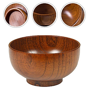 PRETYZOOM Miso Soup Bowls Wooden Rice Bowl Japanese Style Wooden Salad Bowl Mini Jujube Wood Bowl Hand- Carved for Rice Soup Condiments Small Wooden Bowls