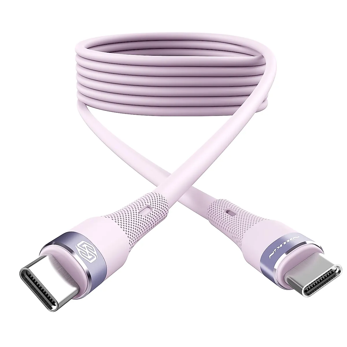Nillkin USB C to USB C Cable, [Liquid Silicone, 4FT], 60W Type C Fast Charging Cable for iPhone 15/15 Pro/15 Plus/15 Pro Max, Samsung Galaxy S23, iPad Pro 2021, iPad Air 4, MacBook Pro 2020 Purple