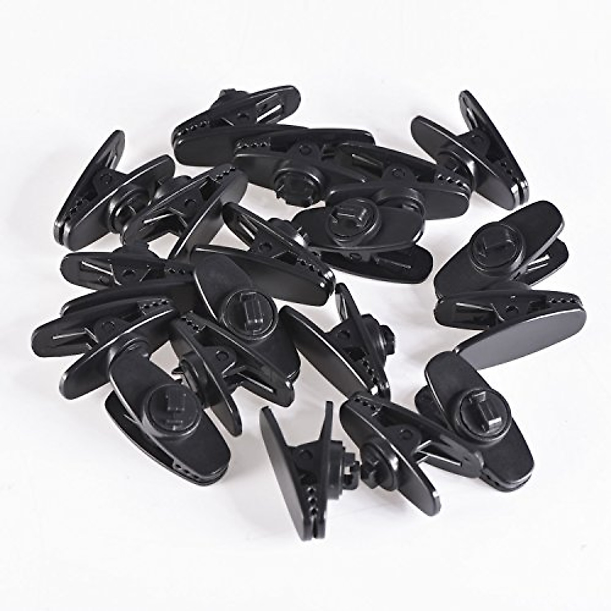 20 Pieces Clips for Earphone Wire 360 Degree Rotate Black Earphone Cable Clothing Clip for Fixing Headphone Wire (1.18 Inches)