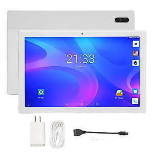 Zopsc P30 10 Inch Tablet, 4GB RAM 32GB ROM, Octa Core CPU, Callable Tablet PC, 2.4G 5G WiFi, 4.2, 5000mAh, 5MP 13MP Camera, Gaming Tablet for Home, Silver (US Plug)