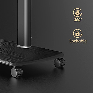 FITUEYES Rolling TV Stand, Mobile TV Cart on Wheels for 32 - 65 70 Inch Flat Screen TVs, Tall TV Floor Stand with Swivel Mount, Corner TV Stands for Bedroom, Outdoor, Home Office, Small Dorm, Black