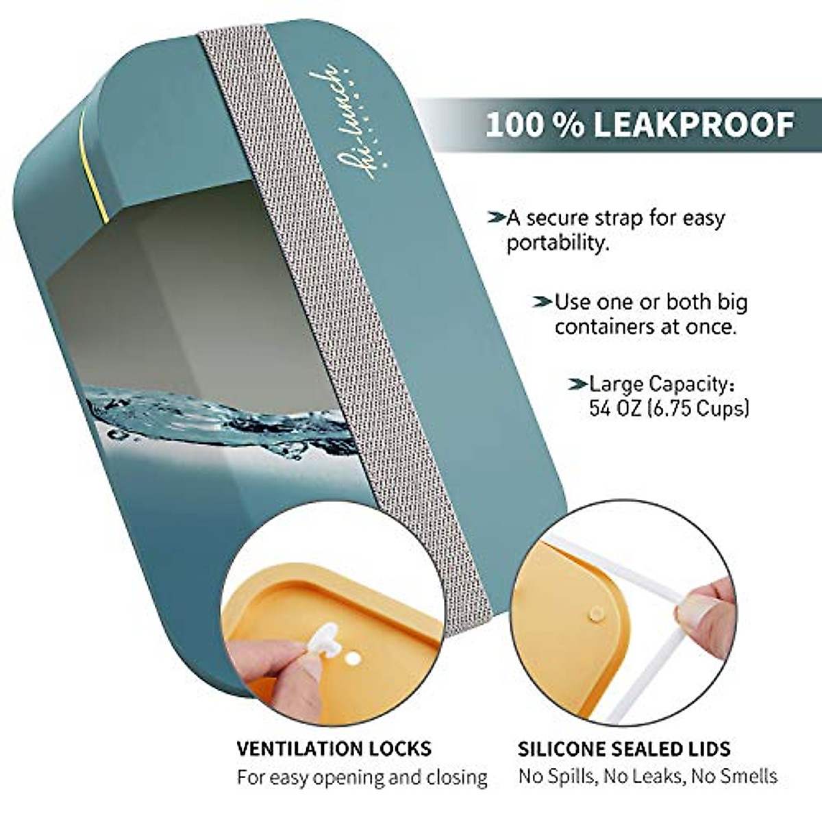 Bento Lunch Box - All-in-One Stackable Japanese Bento Box - Leakproof Eco-Friendly Meal Prep Containers for Men Women, Microwave and Dishwasher Safe,Easy Wash (Blue)