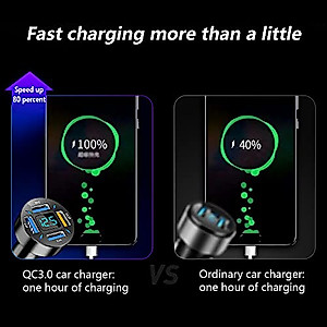 66W Fast USB Car Charger Fast Charge with Voltmeter LED Light Display Car Charger Adapter Compatible for iPhone 14/13/12/11pro/x/8/S22/S22+/Ultra/S21/S10/S9