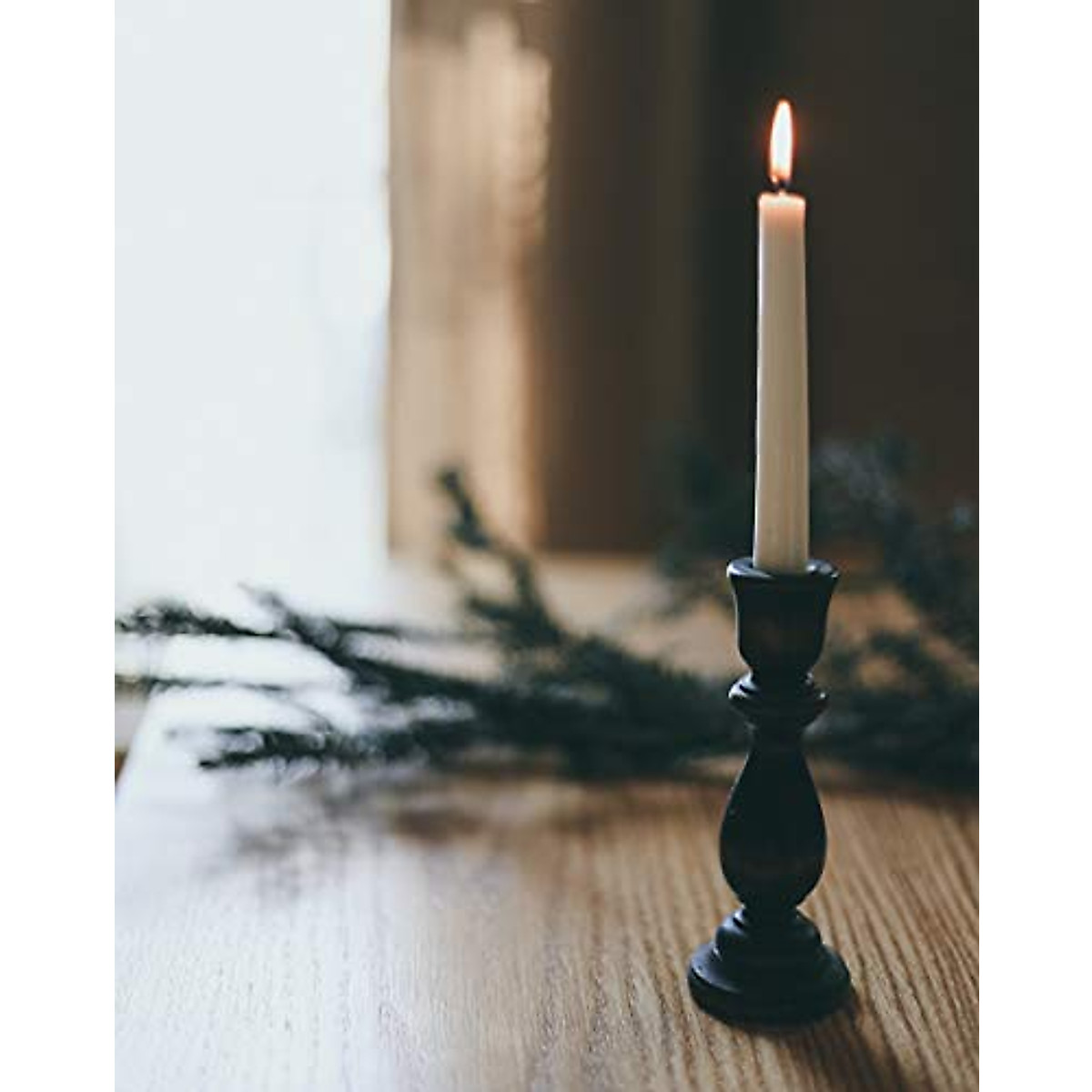 Hyoola 6" Beeswax Taper Candles - 6 Hour Burn Time - White Beeswax Candles - 2 Pack