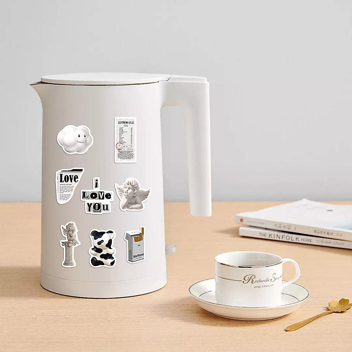 Aesthetic VSCO Stickers for Water Bottles,Black and White Simple Vinyl Sticker for Laptop,61Pcs DIY Decorate Skateboard Computer Phone Decals for Kids Girls Teens (Black & White)