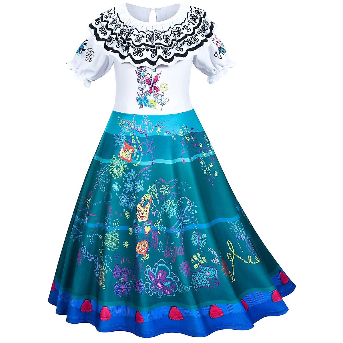 Kaisebile Princess Dress for Girls Birthday Halloween Dress Up with Bag Glasses Earrings 6-7 Years