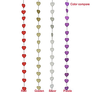 CVHOMEDECO. Glittered Paper Heart Shape String Garland Hanging Décor for Wedding Birthday Party Festival Home Background Decorative, 8.2 feet, Pack of 2 PCS (Red)