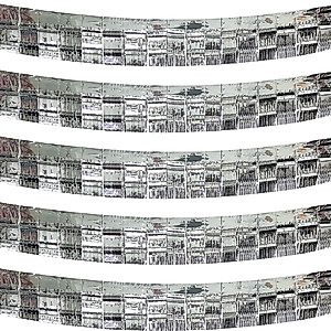 CareCheer 5 Pack 10 Feet Foil Fringe Garland Shiny Metallic Wall Hanging Drapes Tassel Skirting Decorations Supplies for Parade Float Trailer Mardi Gras Party Birthday Wedding (Silver)