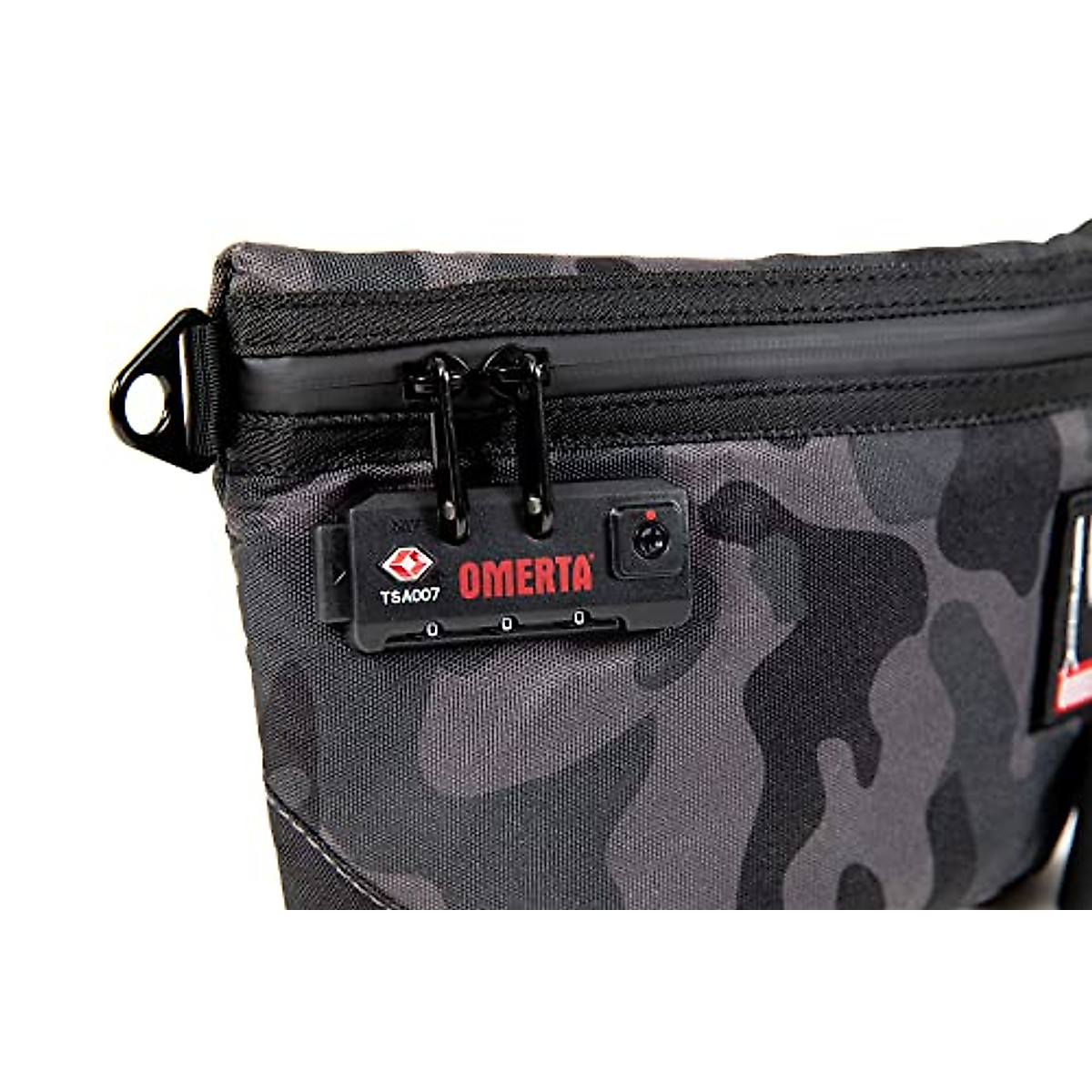 DIME BAGS Omerta Collector with Lock | Carbon Filter Pouch | Internal Organization and TSA-Approved 3-Digit Combination Lock (9 Inch, Camo)