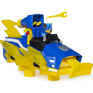 Paw Patrol, Mighty Pups Charged Up Chase Transforming Deluxe Vehicle Preschool Toy with Lights and Sounds