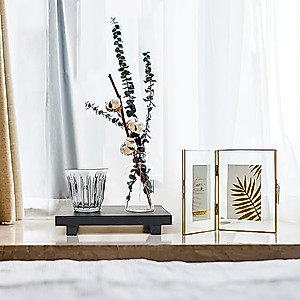 ElfBello Wood Riser for Decor, Handmade Wood Pedestal Stand Soap Tray for Kitchen Counter Sink, Decorative Wooden Risers Bathroom Tray, Farmhouse Bathroom Counter Decor, Wood Tray for Display, Black