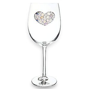 THE QUEENS' JEWELS Multi Stone Heart Jeweled Stemmed Wine Glass, 21 oz. - Unique Gift for Women, Birthday, Cute, Fun, Not Painted, Decorated, Bling, Bedazzled, Rhinestone