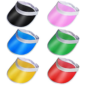 Jmkcoz 6 Pack Sun Visor Hats UV Protection Caps Plastic Clear Sunhat for Women Men Beach Tennis Golf Outdoor Sports Activity