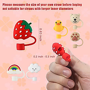 10pcs Straw Covers for Reusable Straws, Cloud Duck Bear Shaped Straw Caps Covers Cute Silicone Straw Tips Cover Dust-Proof Straw Covers Cap Straw Toppers for Sippy Cups with 6-8mm Diameter Straws