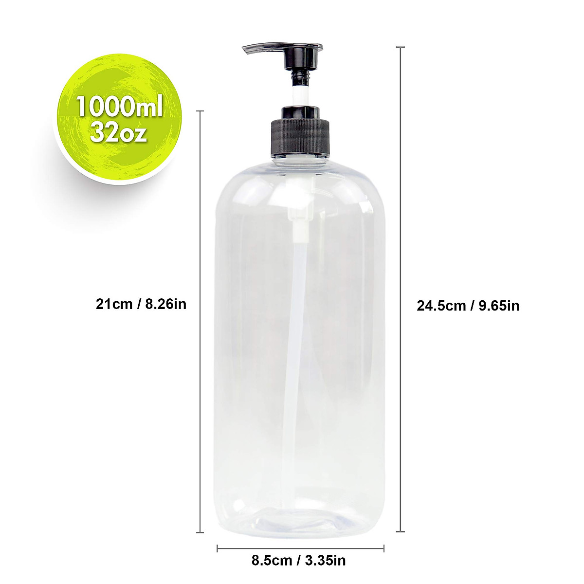 2 Pack Empty Pump Bottles - Plastic Pump Dispenser Bottle With Black Pump, Gift Box, And Collapsible Funnel For Hair Shampoo, Conditioner, Hand Soap, Laundry Detergent, And Hand Lotion