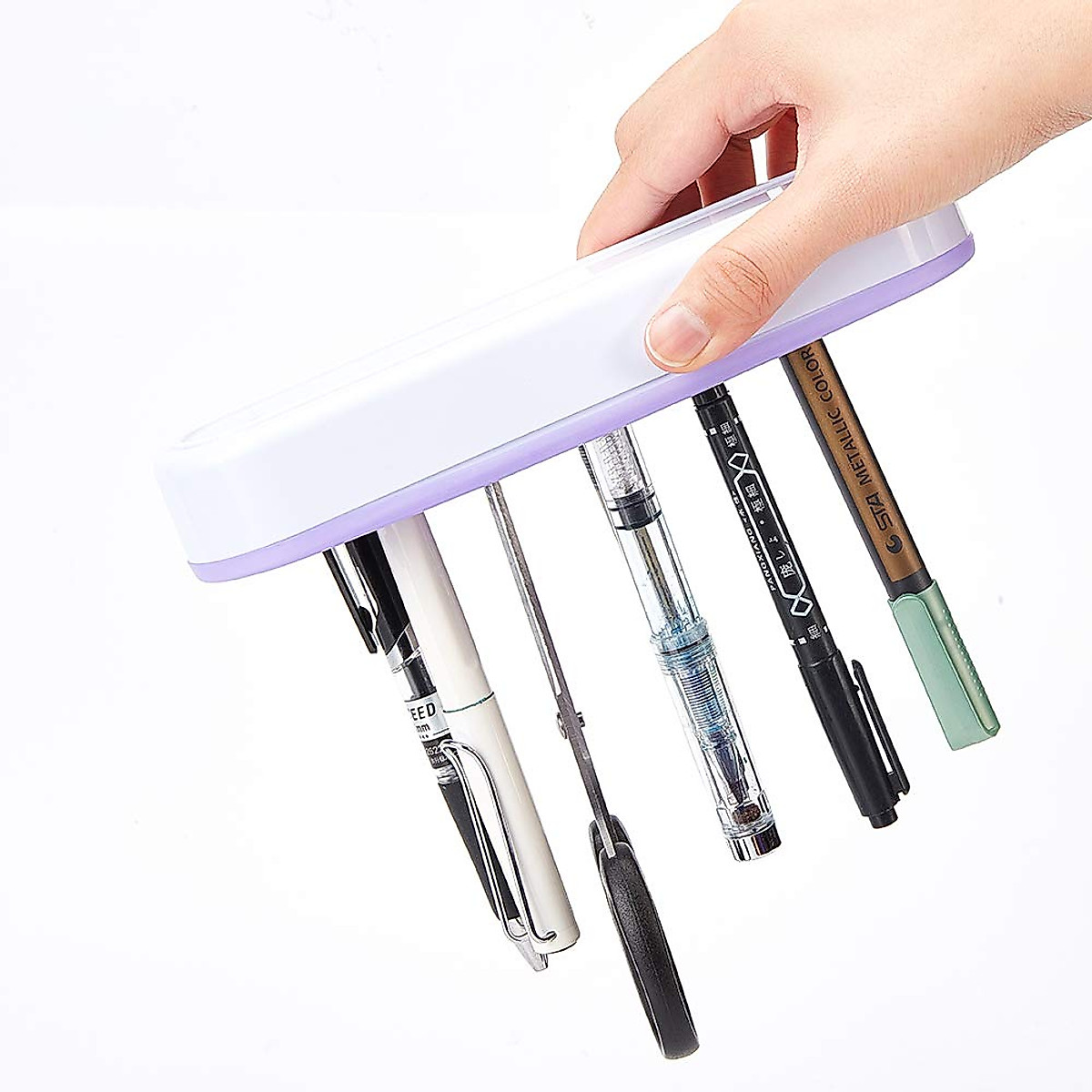 GORGECRAFT Sew Desktop Organizers Silicone Makeup Brush Holder Organizer Cosmetic Storage Box Multipurpose Make Up Brush Stand Painting Pen Holder Sewing Craft Tools for Stash and Store (Purple)