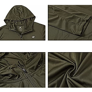 Satankud Mens UPF 50+ UV Sun Protection Hoodie Thumb Long Sleeve Fishing Shirt ArmyGreen XX-Large