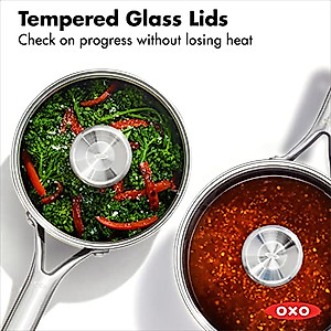 OXO Professional Hard Anodized PFAS-Free Nonstick, 1.7QT and 2.3QT Saucepan Pot Set with Lids, Induction, Diamond reinforced Coating, Dishwasher Safe, Oven Safe, Black