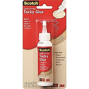 Scotch Quick Drying Tacky Glue, 2 fl oz, Acid Free and Photo Safe (6052A-1)