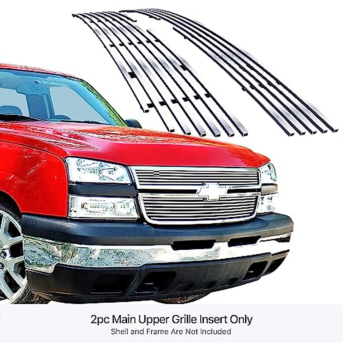APS Compatible with Chevy Silverado 2500HD 3500 2005-2006 & 06 1500 HD SS & 07 Classic Main Upper Stainless Steel Chrome Billet Grille Grill Insert C65306A