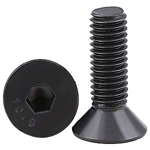50 Pcs M6-1.0 x 16mm Flat Head Socket Cap Screws, Alloy Steel Grade 10.9, DIN 7991, Allen Socket Drive,Hex Drive,Black Oxide Finish (M6-1.0 x 16mm)